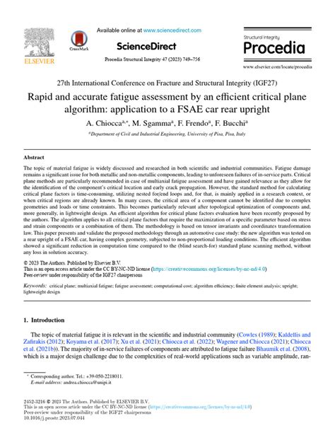 Rapid And Accurate Fatigue Assessment By An Efficient Critical Plane