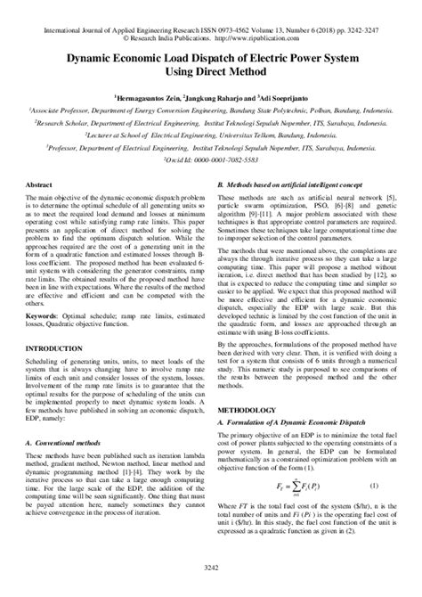 Pdf Dynamic Economic Load Dispatch Of Electric Power System Using