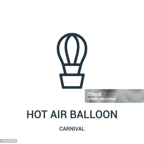 카니발 컬렉션에서 뜨거운 공기 풍선 아이콘 벡터입니다 얇은 라인 뜨거운 공기 풍선 개요 아이콘 벡터 일러스트 레이 션 디자인에 대한 스톡 벡터 아트 및 기타 이미지 Istock