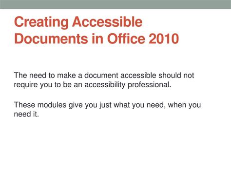 Ppt Creating Accessible Documents In Microsoft Office 2010 Powerpoint