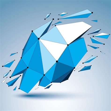 Premium Vector 3d Vector Low Poly Object With Connected Black And White Lines And Dots Blue