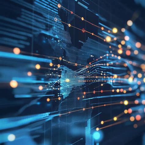 Digital Network Connections Over World Map With Glowing Points Stock Illustration Illustration