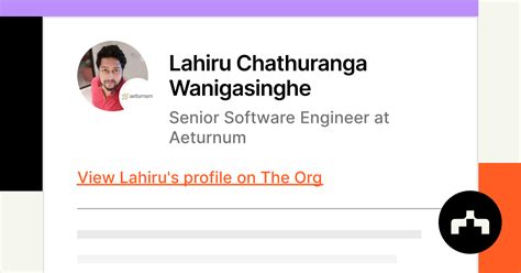 Lahiru Chathuranga Wanigasinghe Senior Software Engineer At Aeturnum