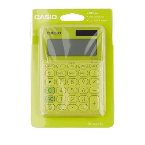 Promoción Calculadora Casio 12 Dígitos Ms 20uc Yg Verde Olímpica