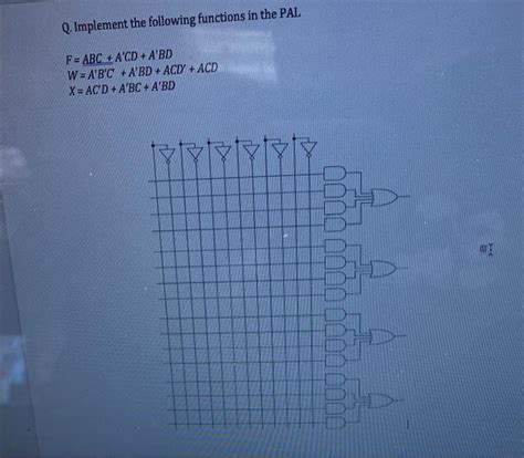 Solved Q Implement The Following Functions In The Pal F