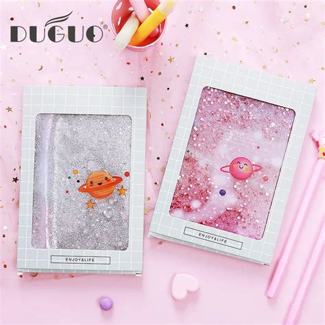 Duguo 귀여운 문구 꿈 샌즈 골드 핸드북 크리 에이 티브 샌즈 색칠 공부 일기 학생 메모장 카와이 학교 용품노트북 컴퓨터 Aliexpress