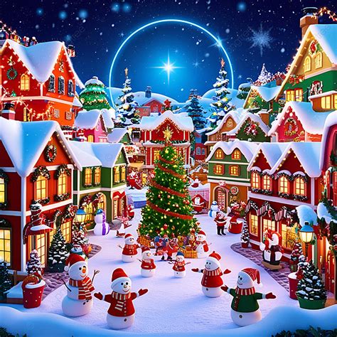 눈 덮인 크리스마스 축하 조명 나무 눈사람 겨울 원더 랜드 눈사람 크리스마스 정신 배경 일러스트 및 사진 무료 다운로드 Pngtree