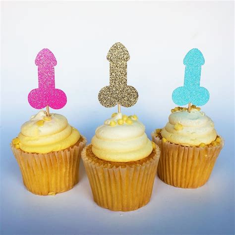 Bachelorette Party Penis Cupcake Toppers Set Of 12 2 Etsy