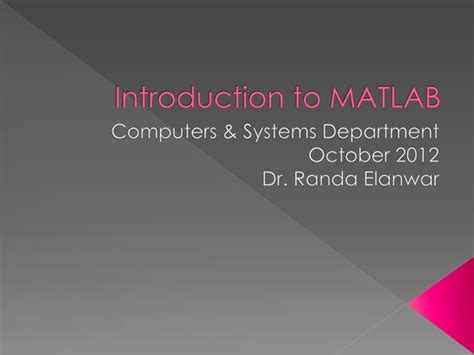 Introduction To Matlab Lecture 1 Of 4 Pptx
