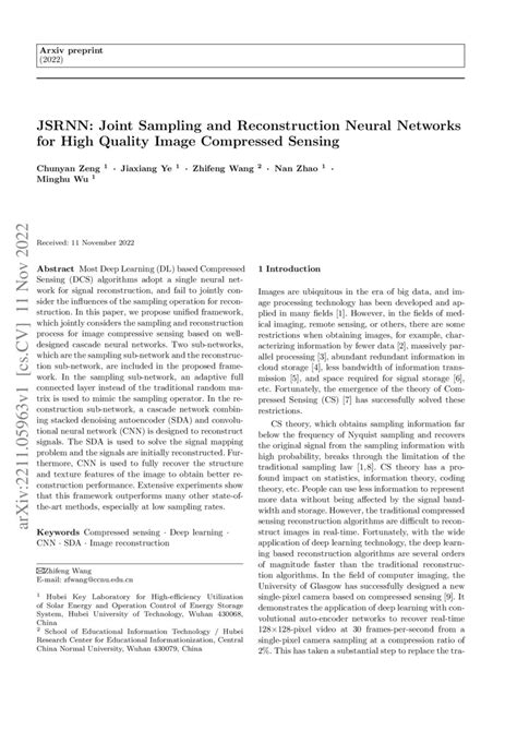 Jsrnn Joint Sampling And Reconstruction Neural Networks For High Quality Image Compressed