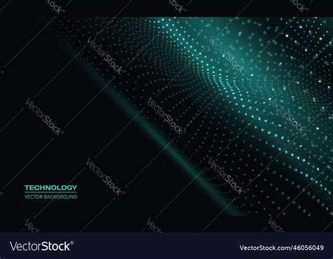 Digital Abstract Technology Particle Wave In Dark Vector Image