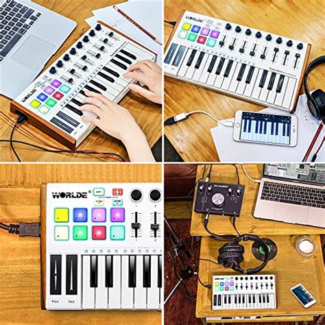 Vangoa Worlde Tuna Mini 25 Key Usb Midi Keyboard Controller With Drum Pads 8 Rgb Backlit Beat