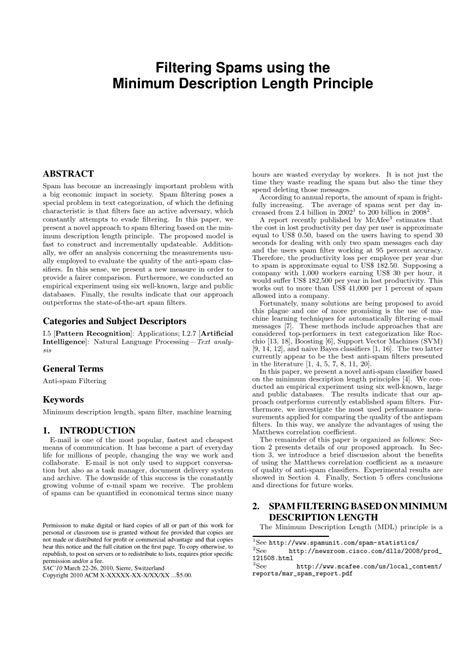 Pdf Filtering Spams Using The Minimum Description Length Principle