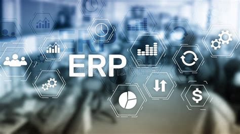 Erp System Enterprise Resource Planning On Blurred Background