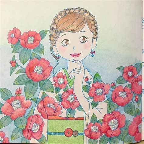 くぅちゃんはInstagramを利用しています 塗り絵 大人の塗り絵 コロリアージュ ガールズ塗り絵ブック きぬとさおりのゆめみるきもの