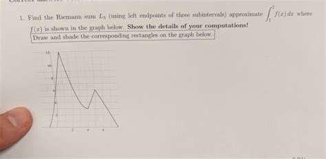 Solved Find The Riemann Sum La Using Left Endpoints Of Chegg