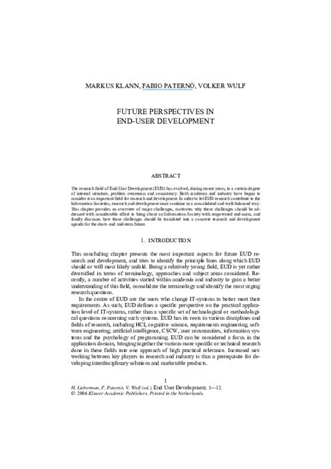 Pdf Perspectives On End User Development Henry Lieberman