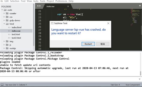 Language Server Lsp Vue Has Crashed Do You Want To Restart It · Issue