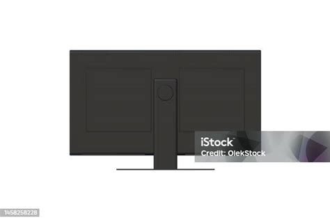 흰색 배경에 격리된 평면 와이드 Tv 뒷모습 컴퓨터 모니터 액정 패널 3d 렌더링 0명에 대한 스톡 사진 및 기타 이미지 0명 3차원 형태 4k해상도 Istock