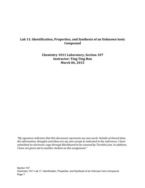 Lab 11 Identification Properties And Synthesis Of An Unknown Ionic Compound DocsLib