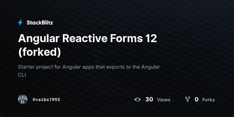 Angular Reactive Forms 12 Forked Stackblitz