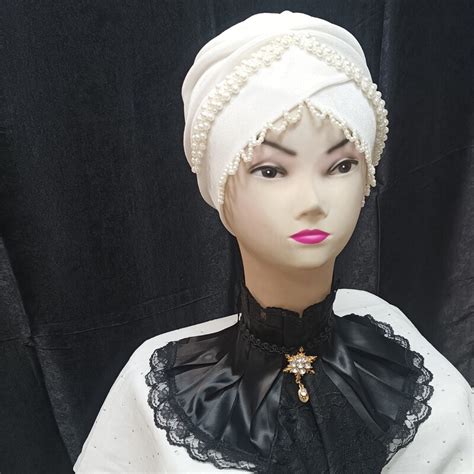 خرید و قیمت توربان عروس مروارید دوزی مجلسی از غرفه حجاب نیک