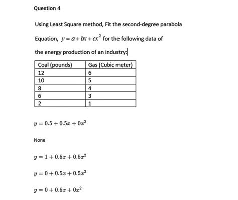 Solved Question 4using Least Square Method Fit The