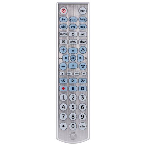 Ge 6 Device Backlit Big Button Universal Tv Remote Control In Silver