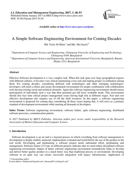 Pdf A Simple Software Engineering Environment For Coming Decades