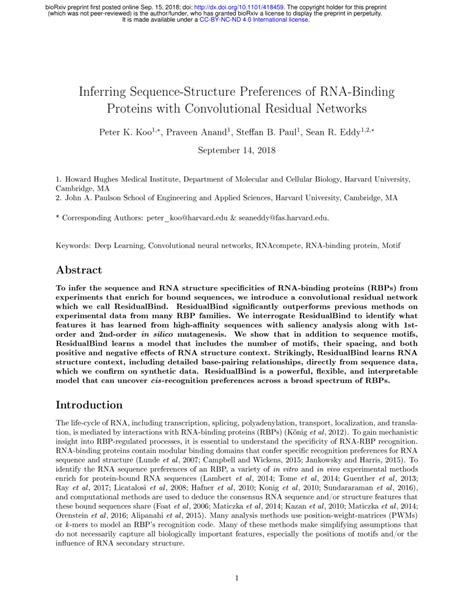 Pdf Inferring Sequence Structure Preferences Of Rna Binding Proteins With Convolutional