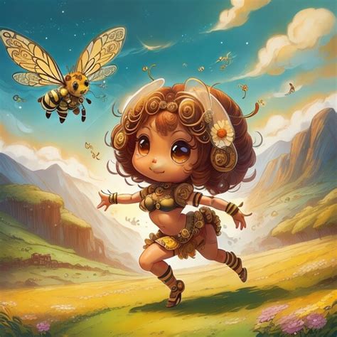 Premium Photo A Cute Chibi Bee With Beelike Wings On Her Back Similar To Halle Berry Dancing