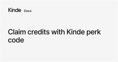 Claim Credits With Kinde Perk Code Kinde Docs