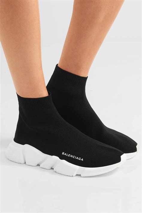 Balenciaga Speed Stretch Knit High Top Sneakers In Black Lyst