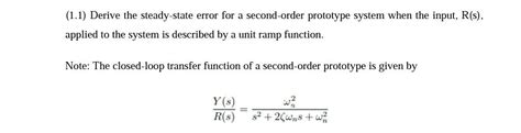 Solved 11 Derive The Steady State Error For A