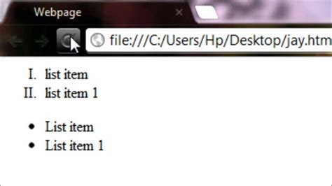 Html Tutorial 4 Using Ordered Unordered Lists With Start Commands Youtube