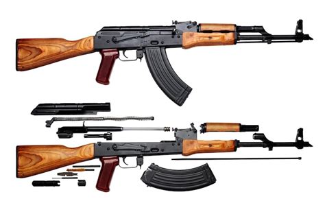 Fusil De Asalto Kalashnikov Akm Estructura Montada Y Desmontada Aislada