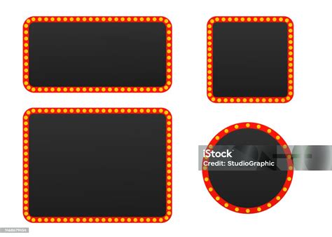 전구가 있는 영화관 간판 세트 레트로 쇼 프레임 빈티지 3d 라이트 레트로 프레임 영화관 호텔 및 카지노용 전구 벡터 그림 0명에 대한 스톡 벡터 아트 및 기타 이미지