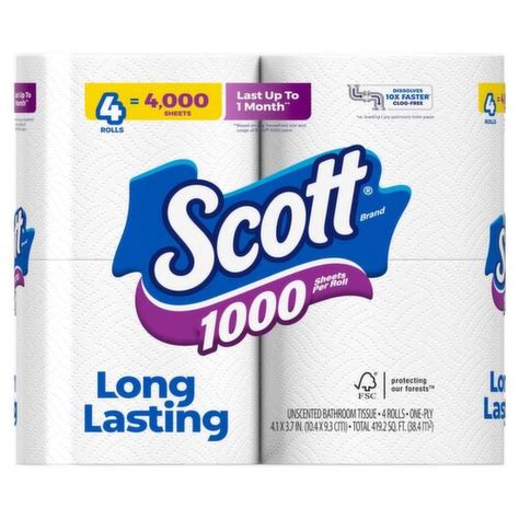 Scott Unscented Bathroom Tissue 4 Count King Kullen