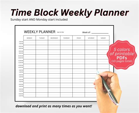 Time Blocking Printable Planner 12 Hour Daily Planner With 30 Minute Increments Printable