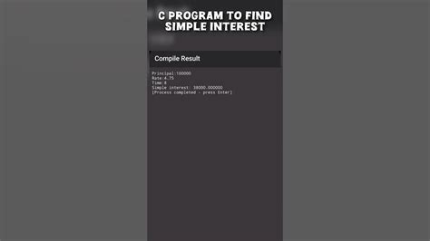 C Program To Find The Simple Interest Itzrafiq Cprogramming Exam Youtube