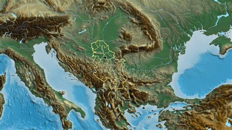 Shape Of Serbia With Regional Borders Relief Stock Illustration