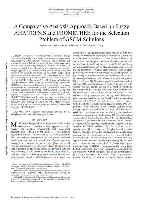 Pdf A Comparative Analysis Approach Based On Fuzzy Ahp Topsis And