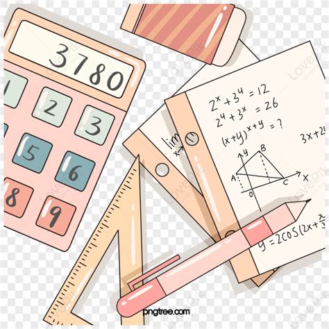 Pink Cute Math Stationery Elements Calculators Formula Formulas Png Image Free Download And