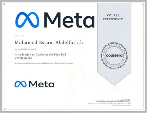 Mohamed Essam On Linkedin Database Sql Backenddevelopment Learning Meta Coursera 10