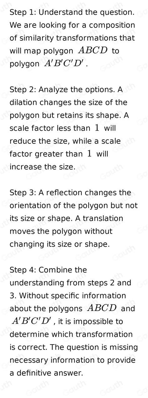 Solved Which Composition Of Similarity Transformations Maps Polygon Abcd To Polygon Abcd