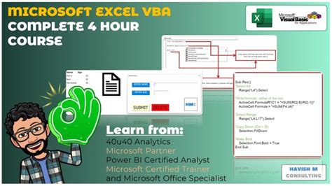 Havish Madhvapaty On Linkedin Microsoft Excel Vba Complete 4 Hour Course