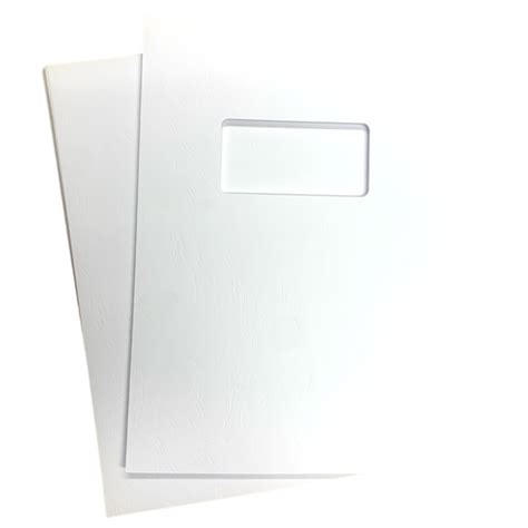 A4 White Leathergrain Binding Covers With Window Cut Out 250 X Window
