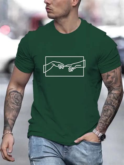 Touching Print Tees Men Casual Crew Neck Short Sleeve T Temu Australia