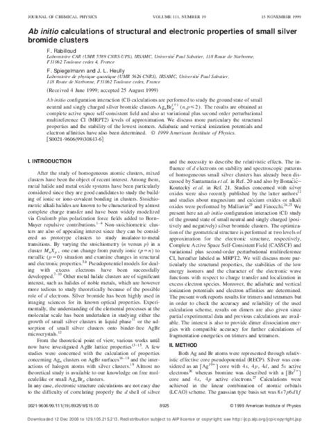 Pdf Ab Initio Calculations Of Structural And Electronic Properties Of