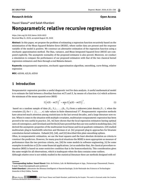 Pdf Nonparametric Relative Recursive Regression